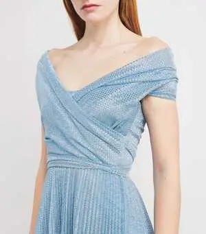 Talbot Runhof Sequined Off-the-shoulder Midi Dress
