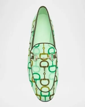 Gucci Jordaan Printed Horsebit Loafers - Light Green