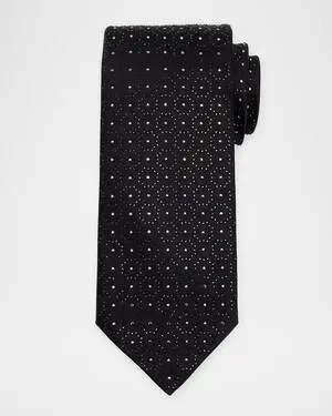 Stefano Ricci Stefano Ricci Crystal-Embellished Silk Tie Black