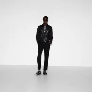 Gucci Nappa Leather And Knit Bomber Jacket - Black