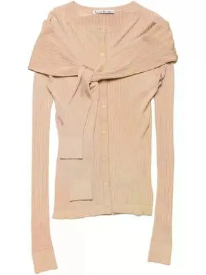 Acne Studios Ribbed-knit Cardigan With Attached Scarf