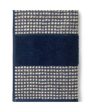 JUNA Check Towels Bath Sheet - Dark Blue/sand