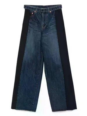 Sacai Contrast-panel Wide-leg Jeans