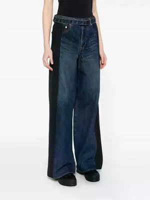 Sacai Contrast-panel Wide-leg Jeans