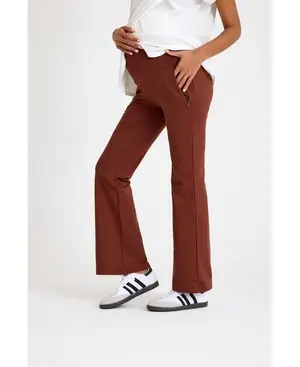ACCOUCHEE Warm Flare Maternity Trousers - Cappuccino