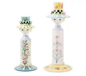 MACKENZIE-CHILDS Set Of 2 Rosy Meadow Lady Cand Le Holders - One-color
