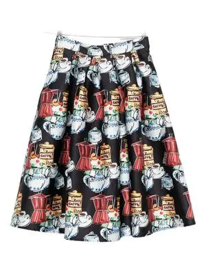ALESSANDRO ENRIQUEZ Alessandro Enriquez Printed Satin Midi Skirt - Multicolour