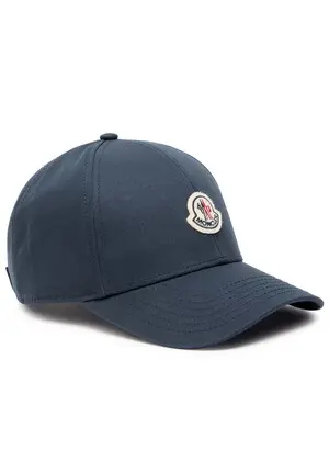 Moncler Logo Cotton Cap - Navy