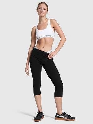 Pink All-day Cotton™ Foldover Capri Leggings - Black