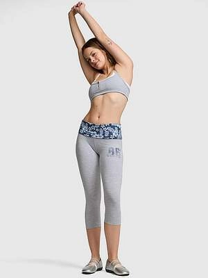 Pink All-day Cotton™ Foldover Capri Leggings - Grey