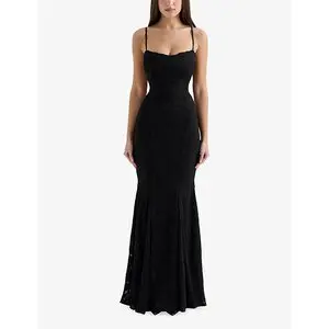 knee length dresses for ladies Junia Black Lace Corset Maxi Dress (Archive Sale) main image 0