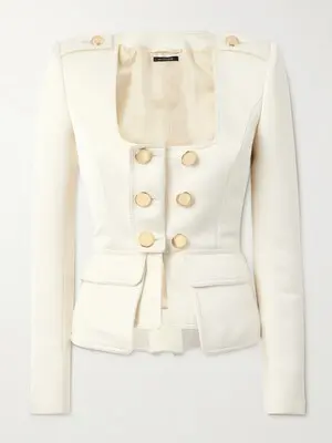 TOM FORD Cropped Wool-blend Faille Jacket - Off-white