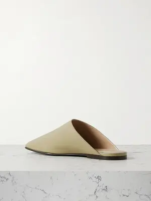 Loro Piana Alba Leather Slippers - Green