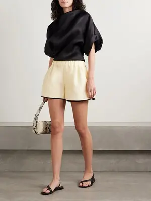 LIBEROWE Sabina Two-tone Linen-blend Shorts
