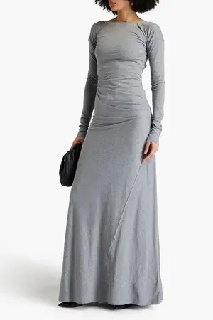Victoria Beckham Ruched Cotton-jersey Maxi Dress
