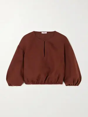 ERES L'intemporel Gracieux Cropped Linen Top - Brown