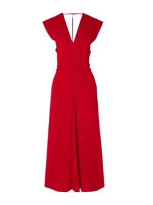 ST. AGNI Draped Crepe Maxi Dress - Red