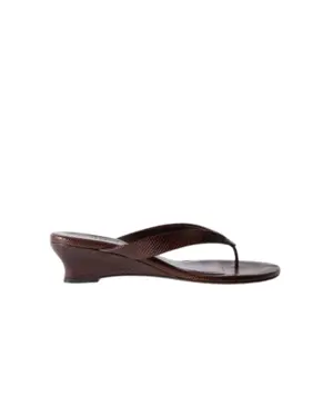 Le Monde Beryl Lizard-effect Wedge Sandals - Dark Brown