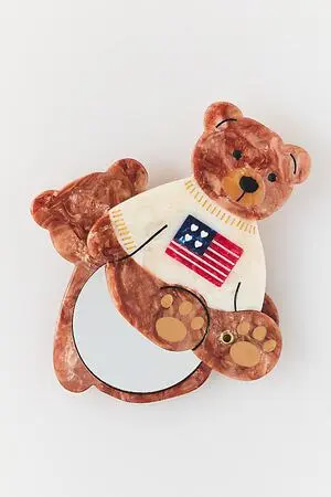 SOLAR ECLIPSE Hand-Painted Compact Mirror Americana Teddy