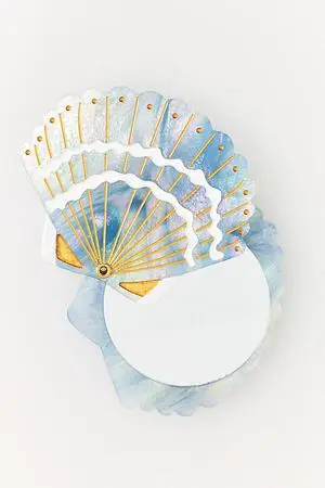 SOLAR ECLIPSE Hand-painted Compact Mirror - Blue Shell