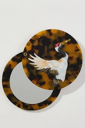 SOLAR ECLIPSE Hand-Painted Compact Mirror Crane