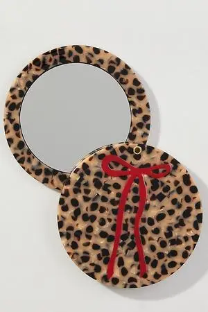 SOLAR ECLIPSE Hand-painted Compact Mirror - Leopard Bow