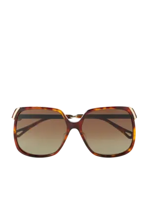Chloé Aly Square-frame Acetate And Gold-tone Sunglasses - Tortoiseshell
