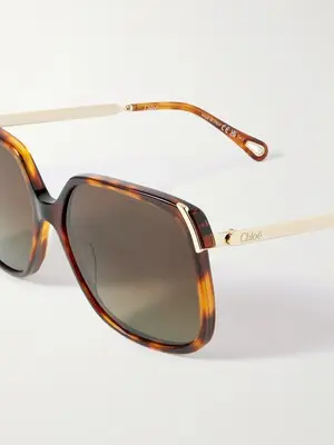 Chloé Aly Square-frame Acetate And Gold-tone Sunglasses