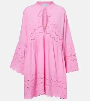 Melissa Odabash Sebenna Embroidered Cotton Kaftan - Pink