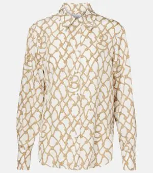 Burberry Burberry Printed Silk Poplin Shirt Multicoloured