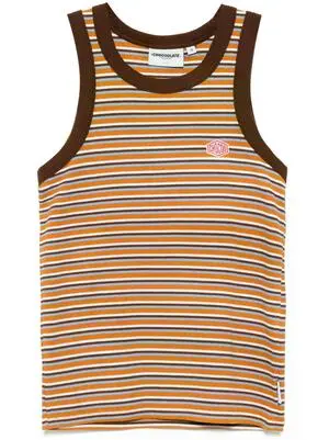 CHOCOOLATE Striped Tank Top - Brown