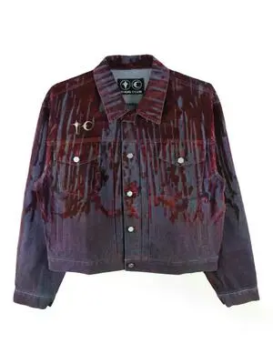 THUG CLUB Lazered Denim Trucker Jacket