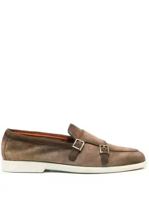Santoni Suede Monk Shoes - Brown