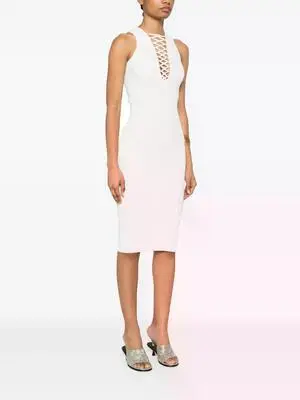 Elisabetta Franchi Ribbed-knit Midi Dress - White