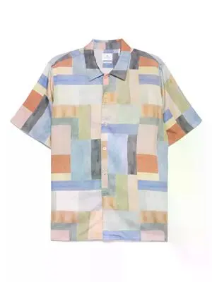 Paul Smith Colourblock-print Short-sleeve Shirt - Blue