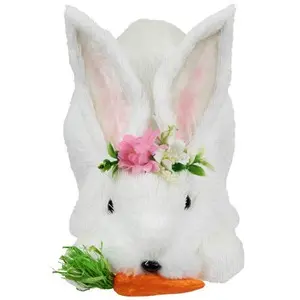 NORTHLIGHT Easter Rabbit With Carrot Figurine9.25"