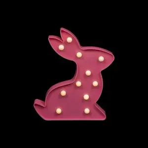 NORTHLIGHT 9.5" Led Lighted Easter Bunny Marquee Wall Sign - Pink