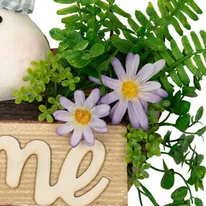 NORTHLIGHT Easter Rabbit Couple Floral "welcome" Sign16-inch