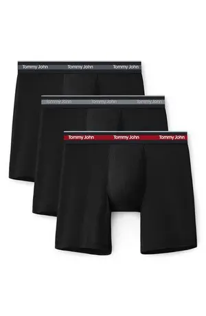 Tommy John 3-pack Comfort Micro 6-inch Boxer Briefs - Black/ Black (monument Wb)/ Black (haute Red Wb)