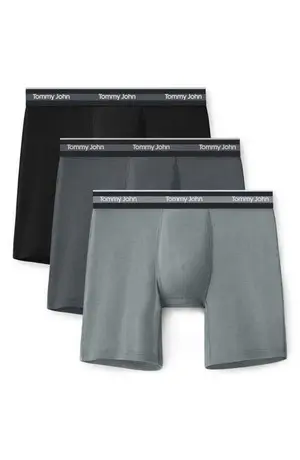 Tommy John 3-pack Comfort Micro 6-inch Boxer Briefs - Black/ Turbulence/ Monument