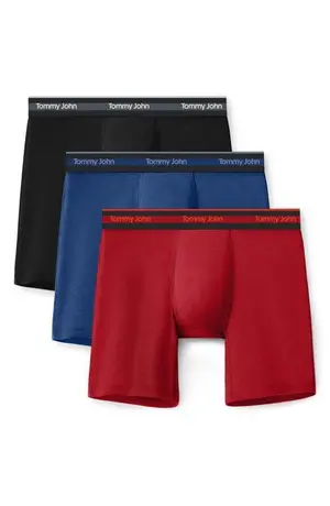 Tommy John 3-pack Comfort Micro 6-inch Boxer Briefs - Black/blue Quartz/haute Red