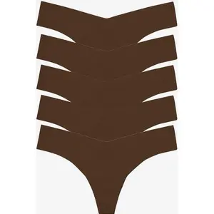 Commando Classic Solid Thong 5-pack Mocha