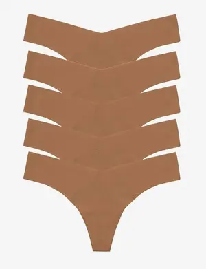 Commando Classic Solid Thong 5-pack - Caramel