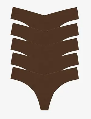 Commando Classic Solid Thong 5-pack - Caramel