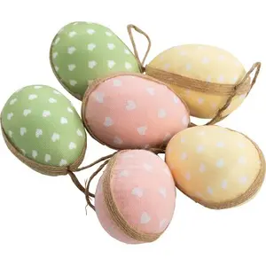 NORTHLIGHT Fabric Pastel Easter Egg Ornament Decorations5.75"set Of 6 - Green