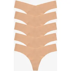 Commando Classic Solid Thong 5-pack - Beige