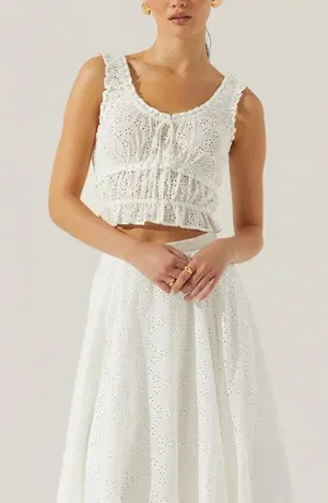 Astr The Label Kissel Eyelet Embroidered Crop Tank