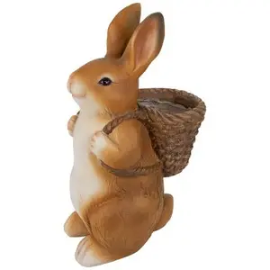 NORTHLIGHT Standing Bunny Carrying A Basket Outdoor Garden Statue16.75