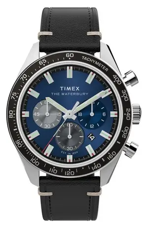 TIMEX® Waterbury Traditional Chronograph Strap Watch - Black