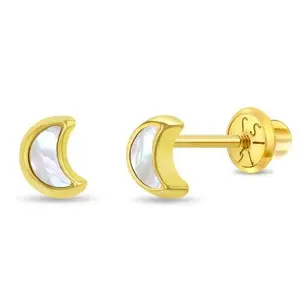 IN SEASON JEWELRY 14k Yellow Gold Mother Of Pearl Stud Earrings - White